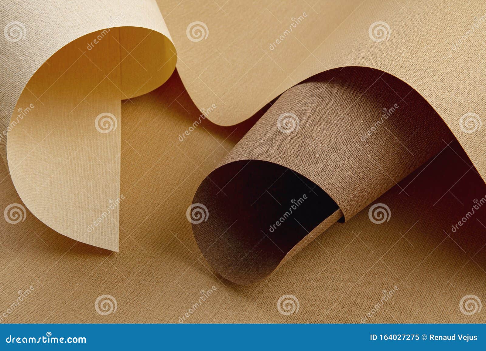 Abstract Backgroud of Rolled Textured Paper Sheets of Different Shades ...