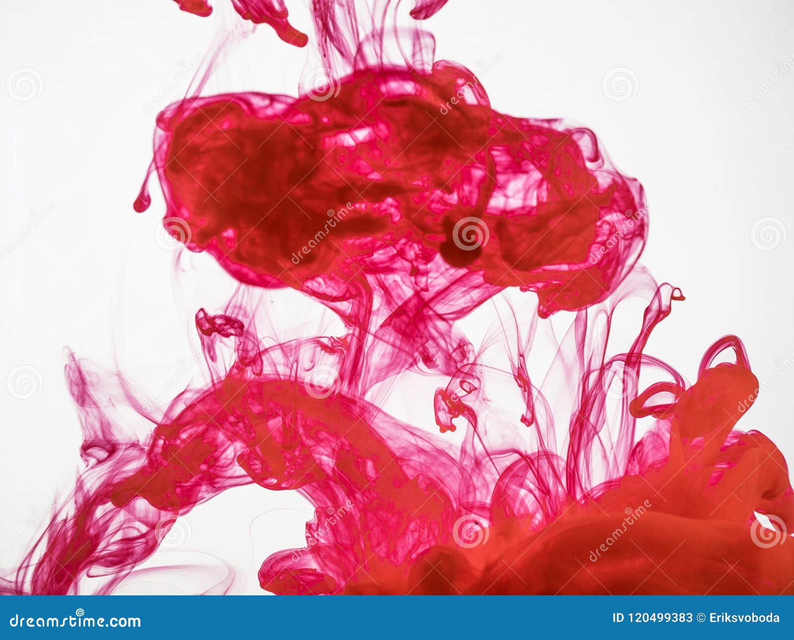 Abstract Background of Acrylic Red Ink Explosion Under Water. Colourful ...