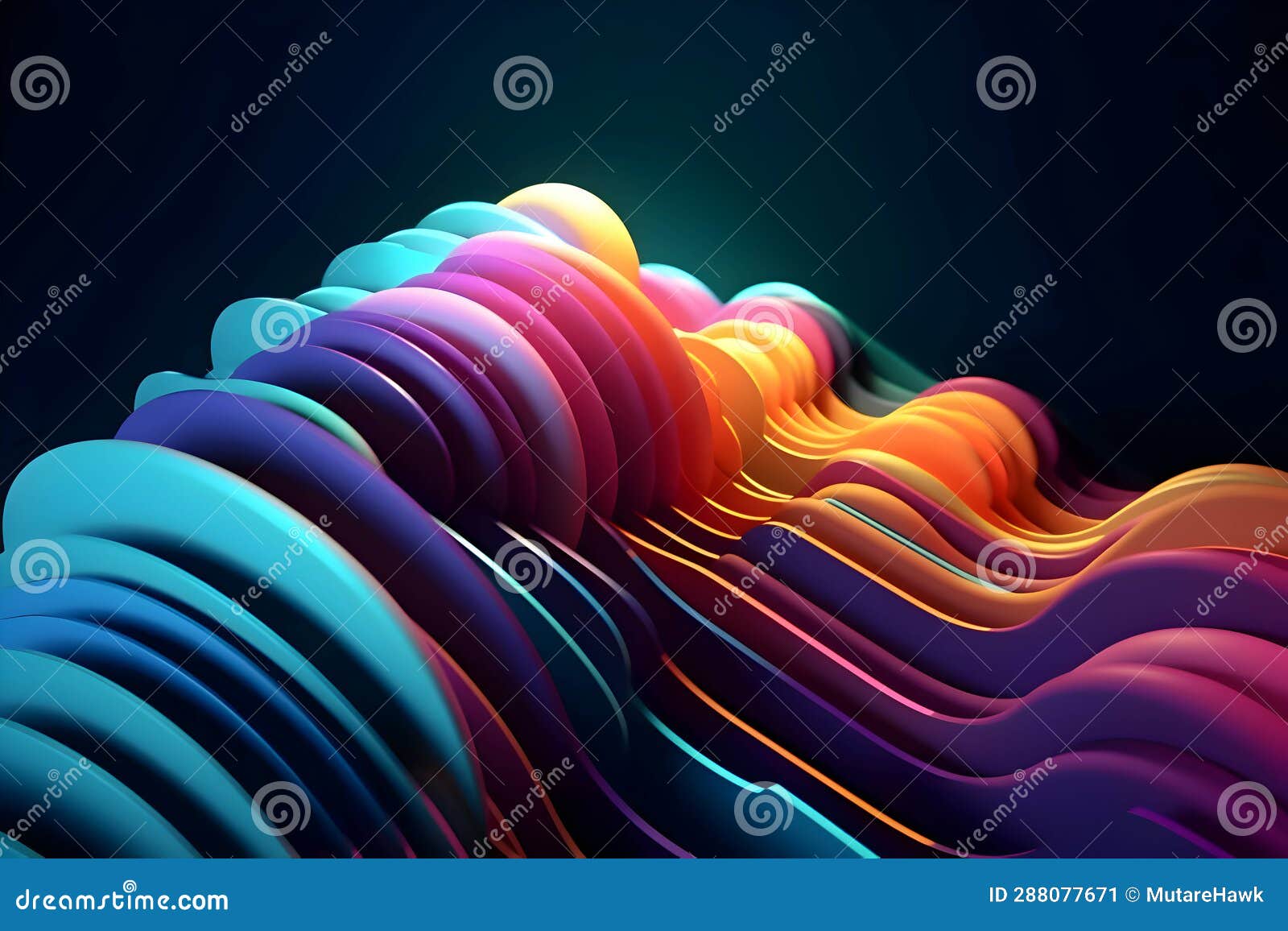 Abstract Background with Many Colorful 3D Waves Stock Illustration ...