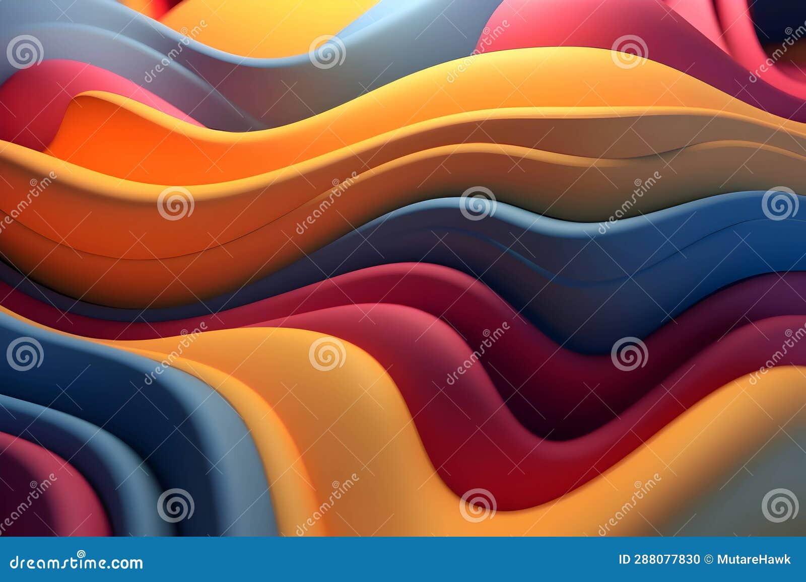 Abstract Background with Many Colorful 3D Waves Stock Illustration ...
