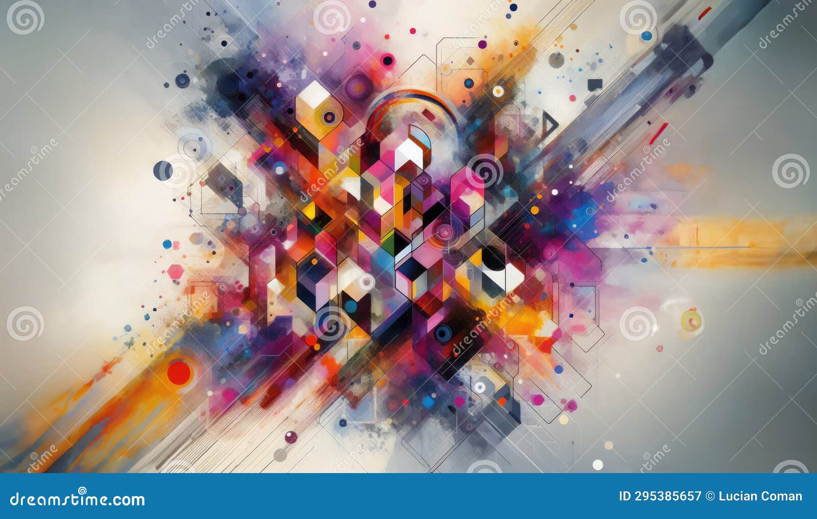 Abstract Background, Backdrop with Geometric Forms and a Splash of ...