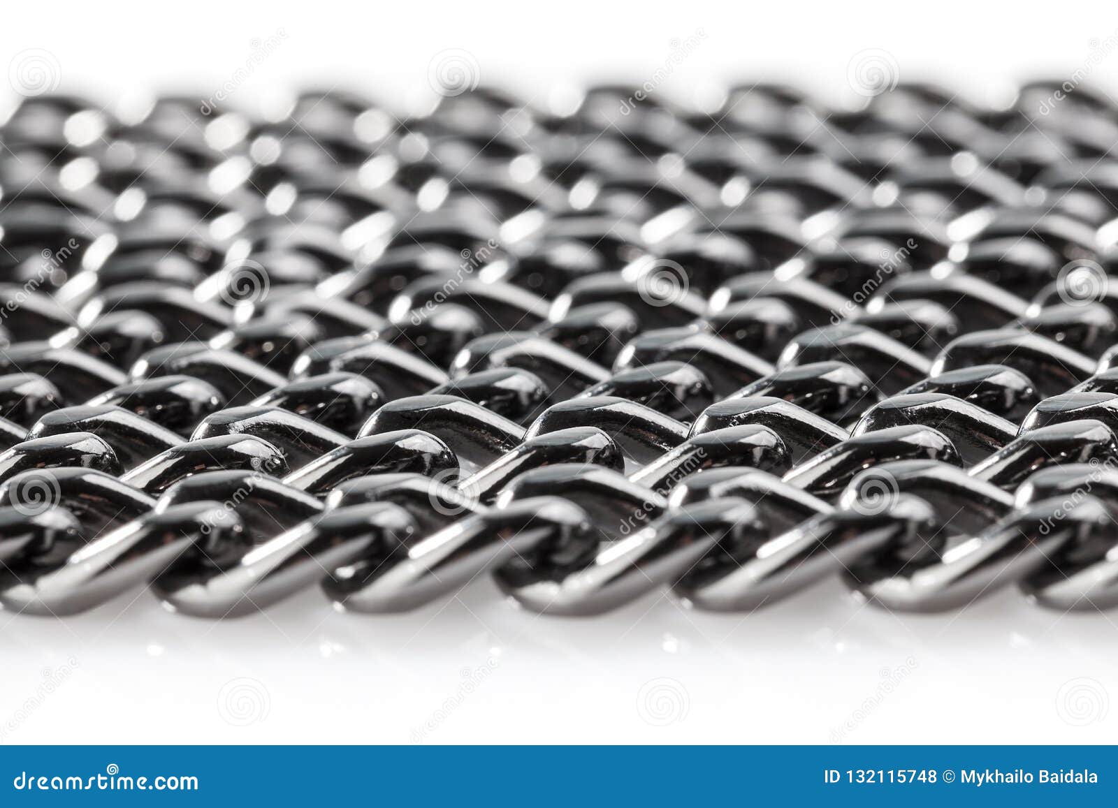 Abstract Background of Black Decorative Steel Chain Lying on a White ...