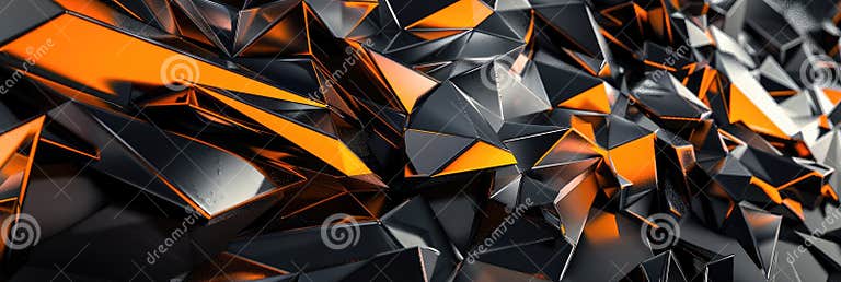 Abstract Background with Black and Orange Angular Shards Stock ...