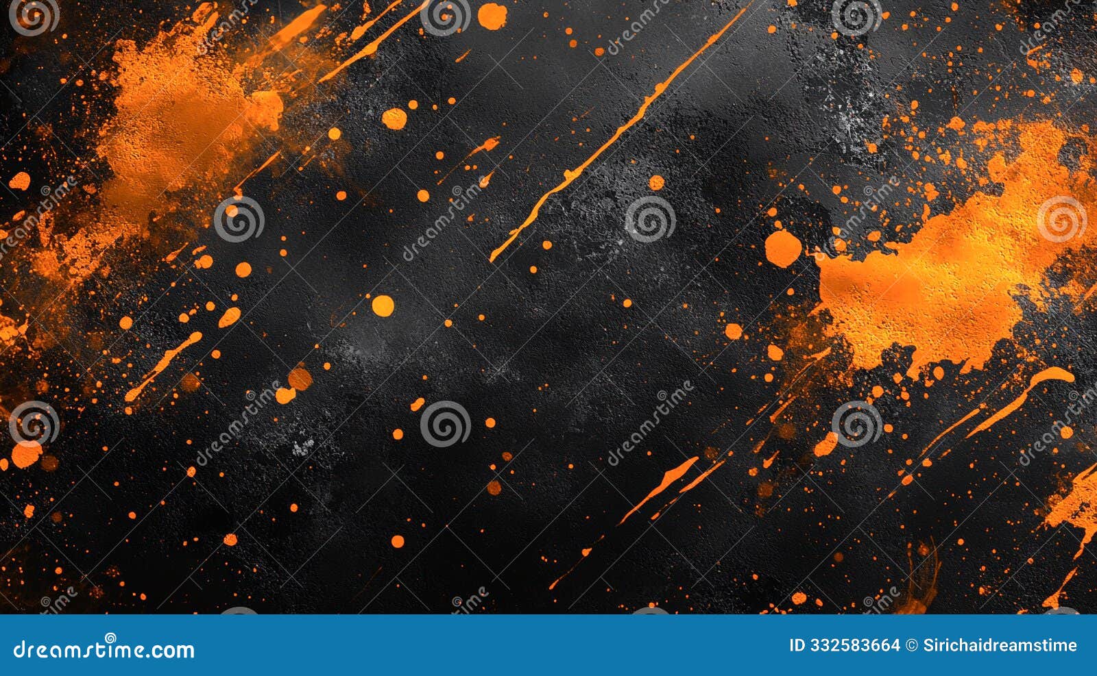 Abstract Black Pattern with Orange Paint Splatter Stock Illustration ...