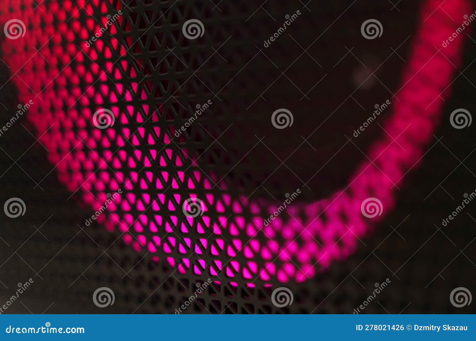 Abstract Background of a Black Patterned Lattice Behind Which Glow Red ...