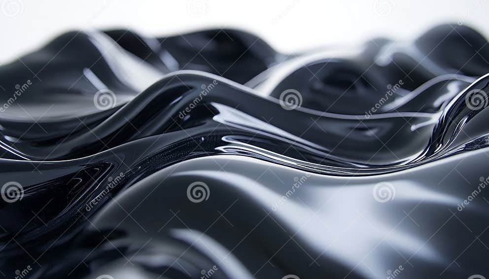 Abstract Background, Black Texture. Delicate Wavy Lines of 3D Rendered ...