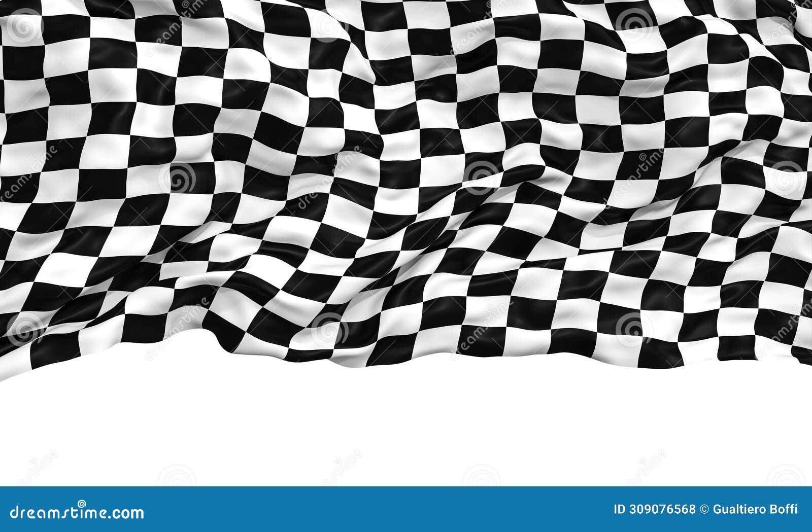 Abstract Background with a Black and White Checkered Flag Rippling ...