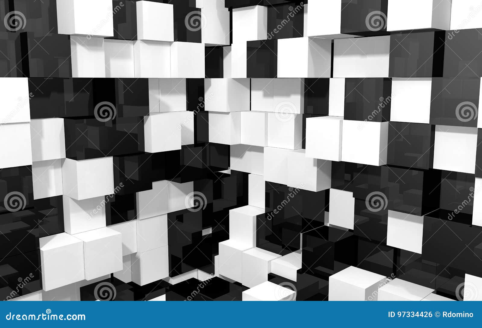Abstract Background of Black and White Cubes Corner Two Walls Stock ...