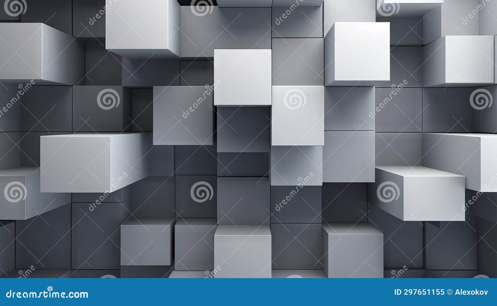 Abstract Background of Black and White Cubes. 3d Render Illustration ...