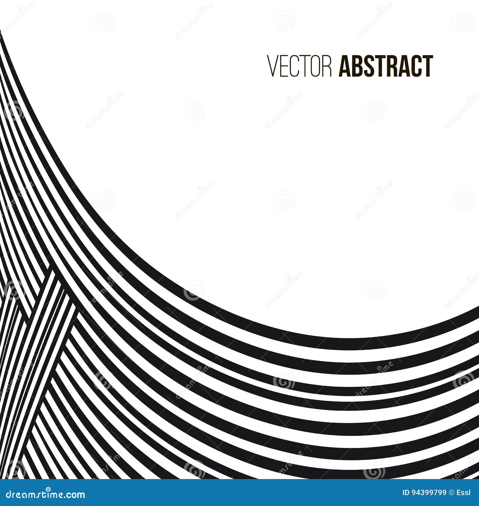 Abstract Background Black And White Curve Lines With Frame For Message Stock Vector