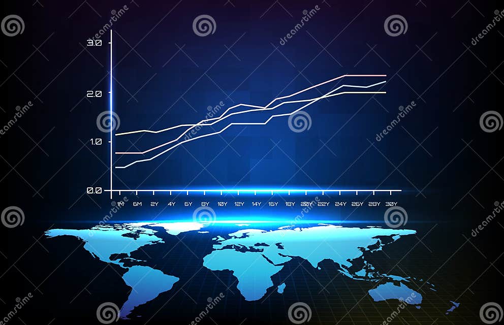 Background of Blue Average Every 6 Month Graph and World Map Stock ...