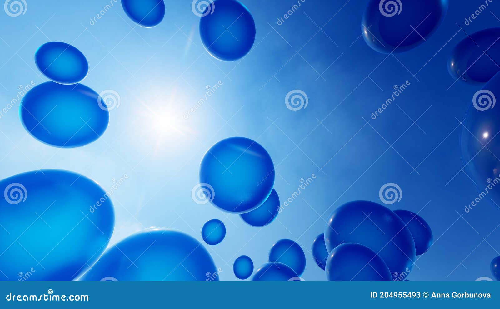 Abstract Background of Blue Balloons in Space 3d Render Stock ...