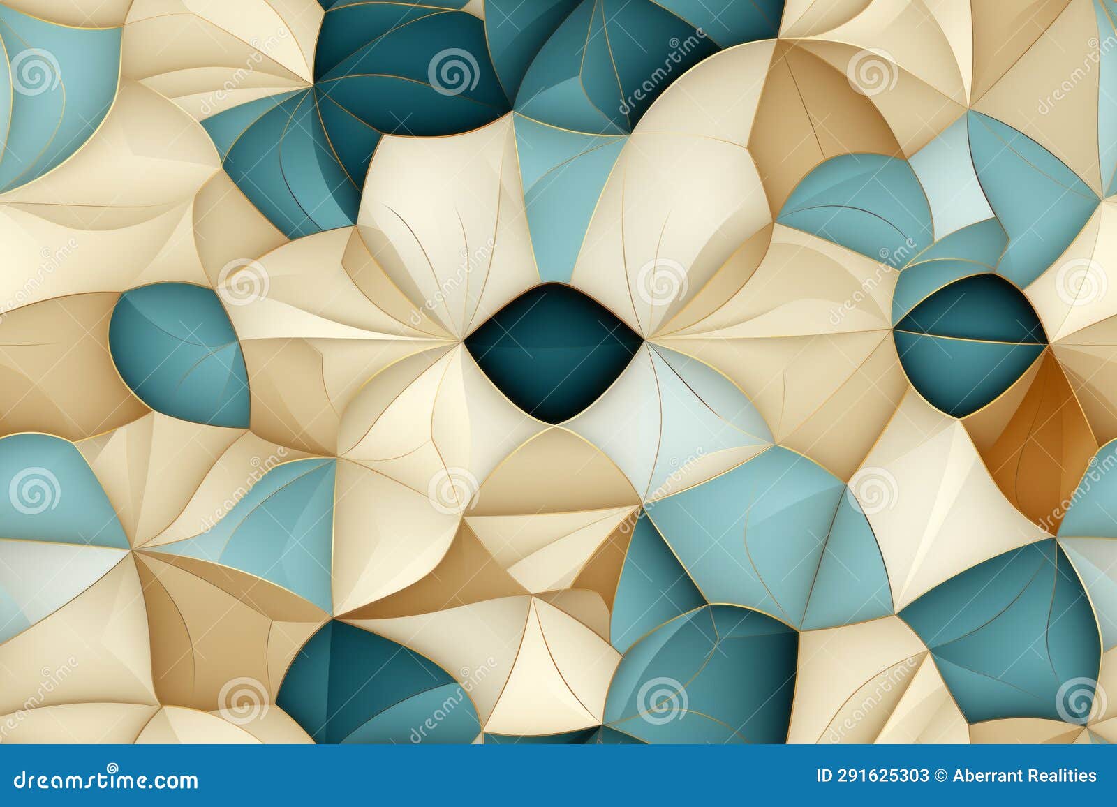 An Abstract Background with Blue and Beige Flowers Stock Illustration ...