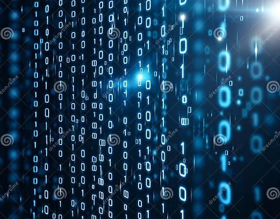Abstract Background of Blue Binary Code with Glowing Digits Creating Digital Atmosphere this ...