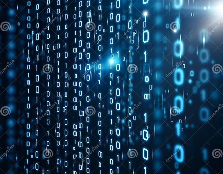 Abstract Background of Blue Binary Code with Glowing Digits Creating Digital Atmosphere this ...