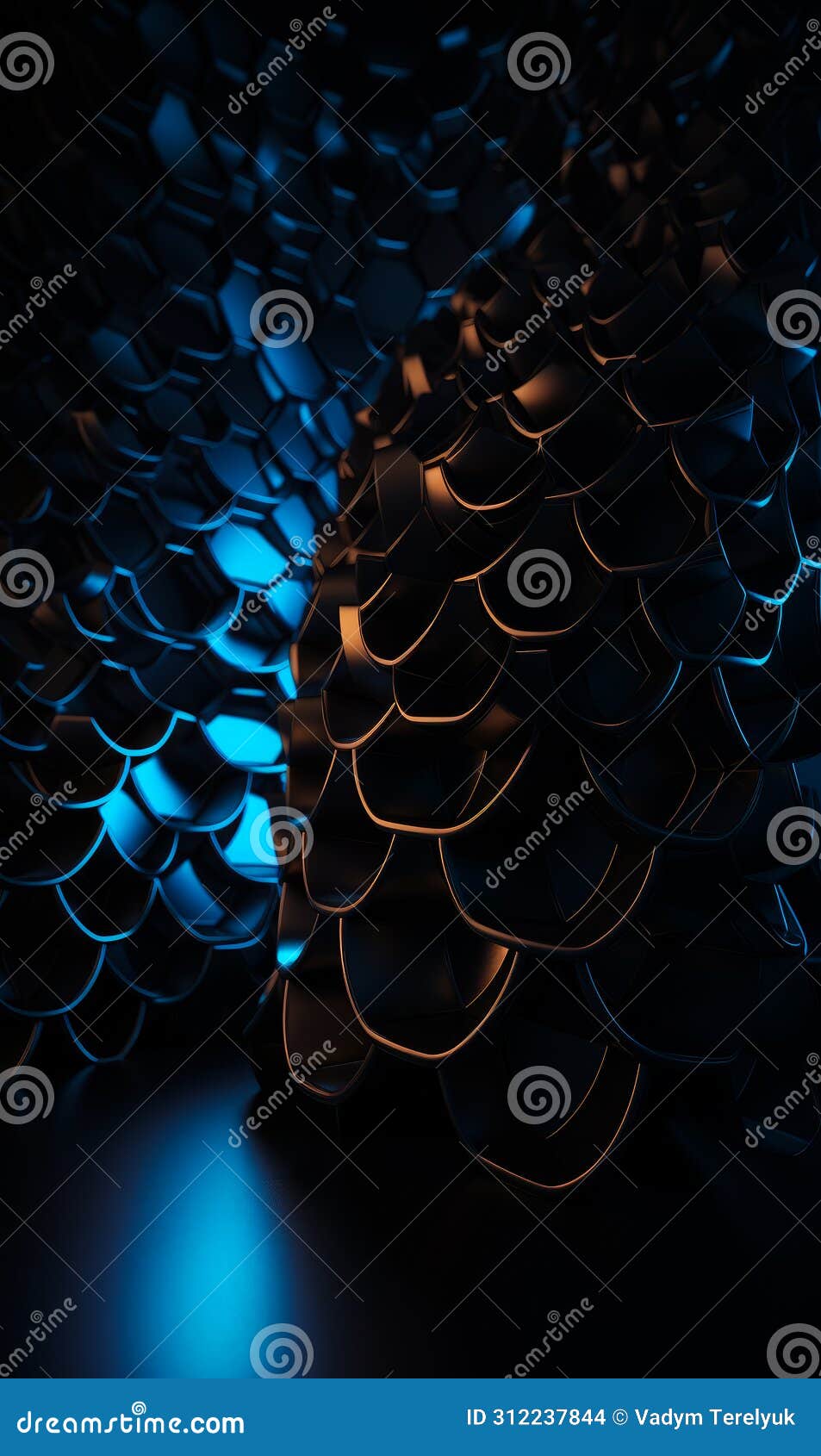 Abstract Background of Blue and Black Color with Pattern of Hexagons ...