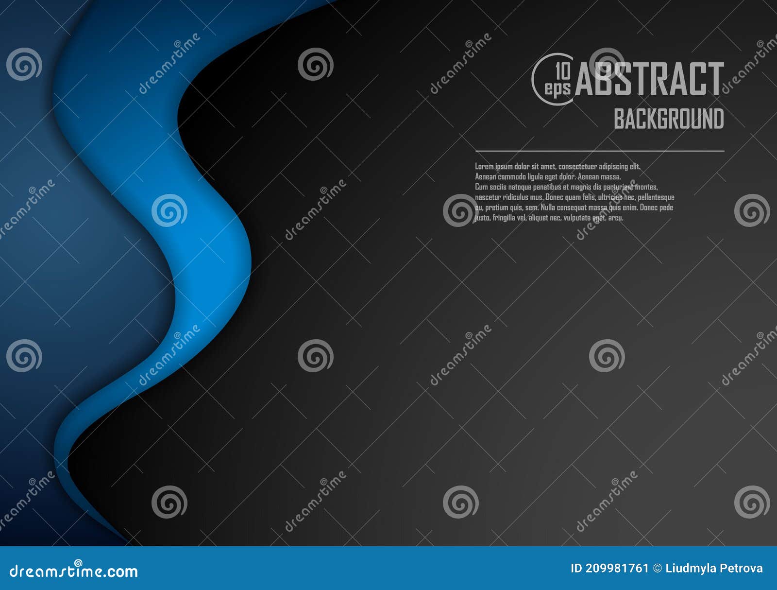 Abstract Background in Blue Color. Blue Curve Vector Background with ...
