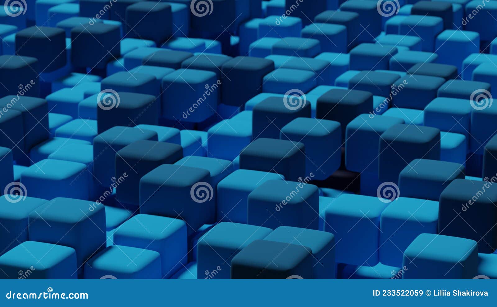 Abstract Background with Blue Colored Cubes Stock Illustration ...