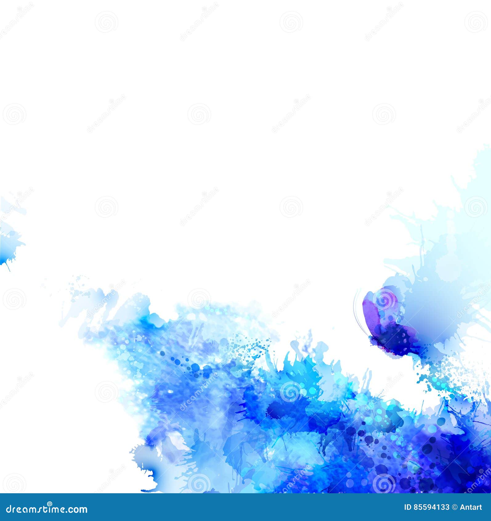 Abstract Background with Blue Composition of Watercolor Blots and ...