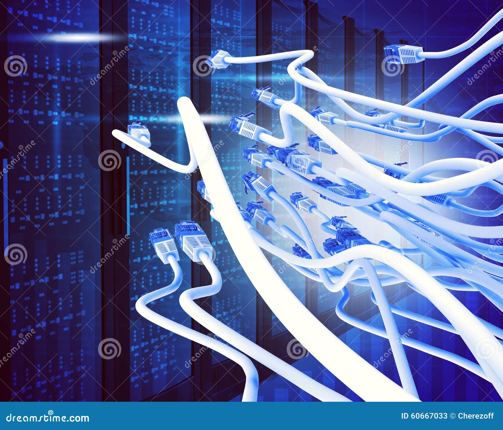 Abstract Background with Blue Computer Cables Stock Illustration ...