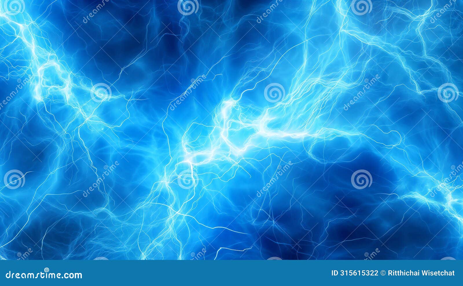 Abstract Background of Blue Electrical Lightning Bolts with Dynamic ...