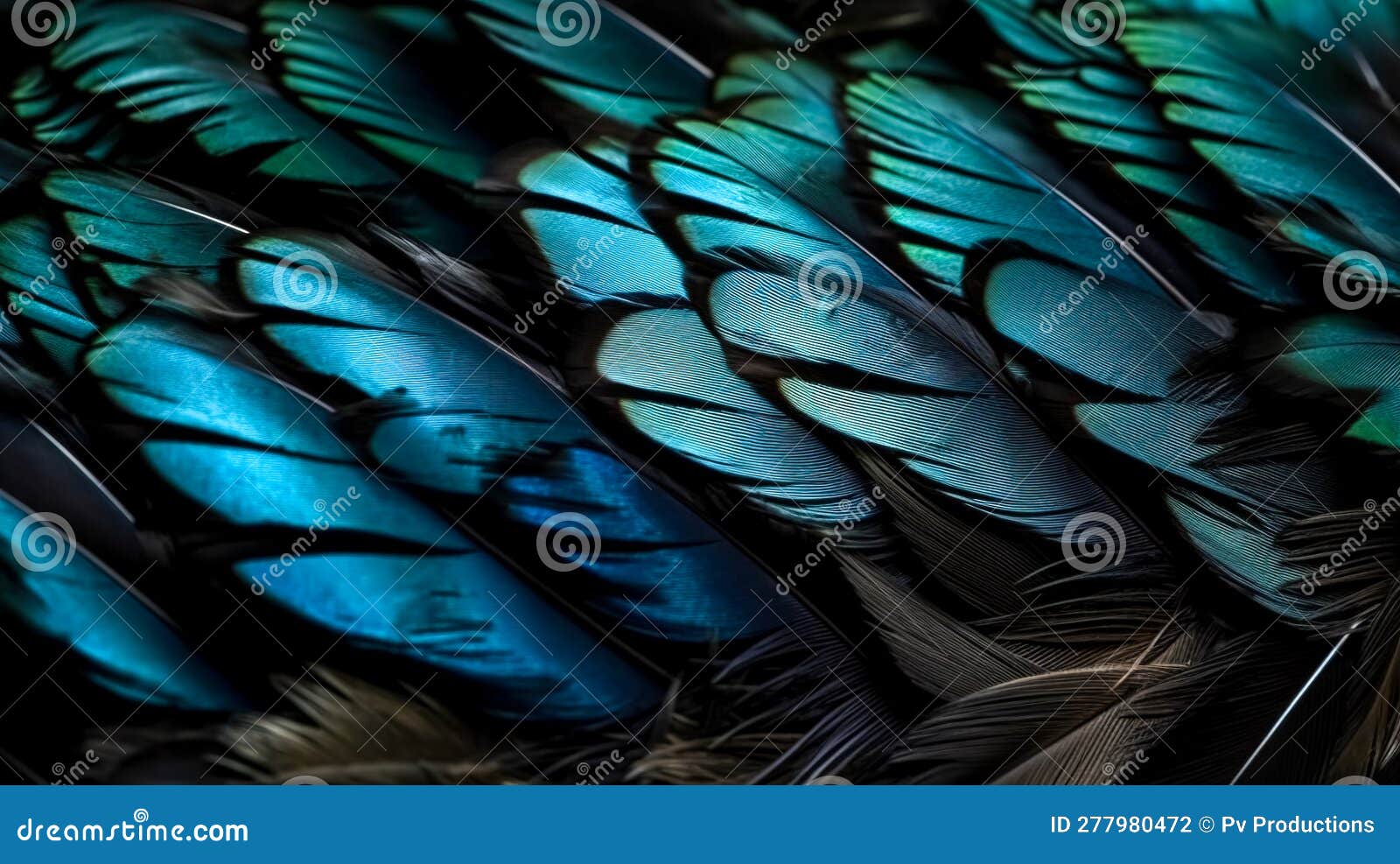 Abstract Background with Blue Feathers, Generative AI. Stock ...
