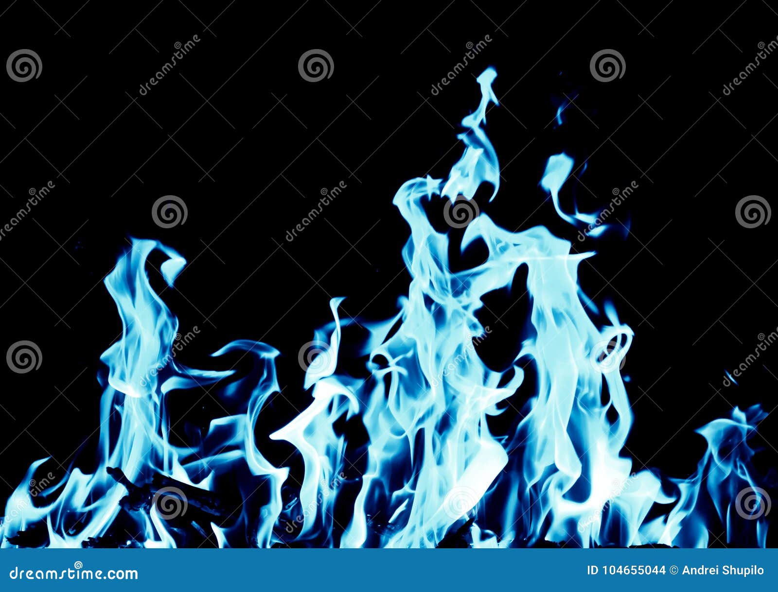 Abstract Background of Blue Flame Fire on Black Background Stock Photo ...