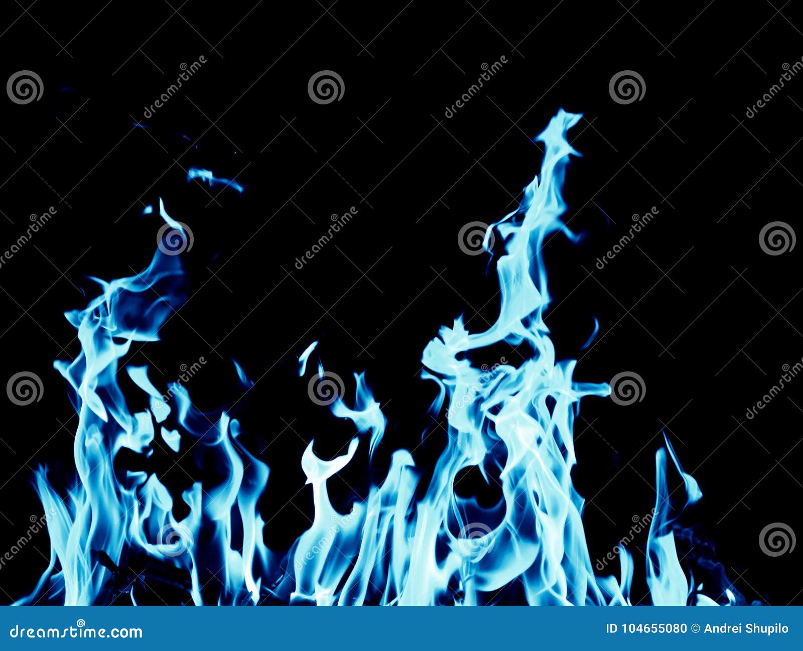 Abstract Background of Blue Flame Fire on Black Background Stock Photo ...