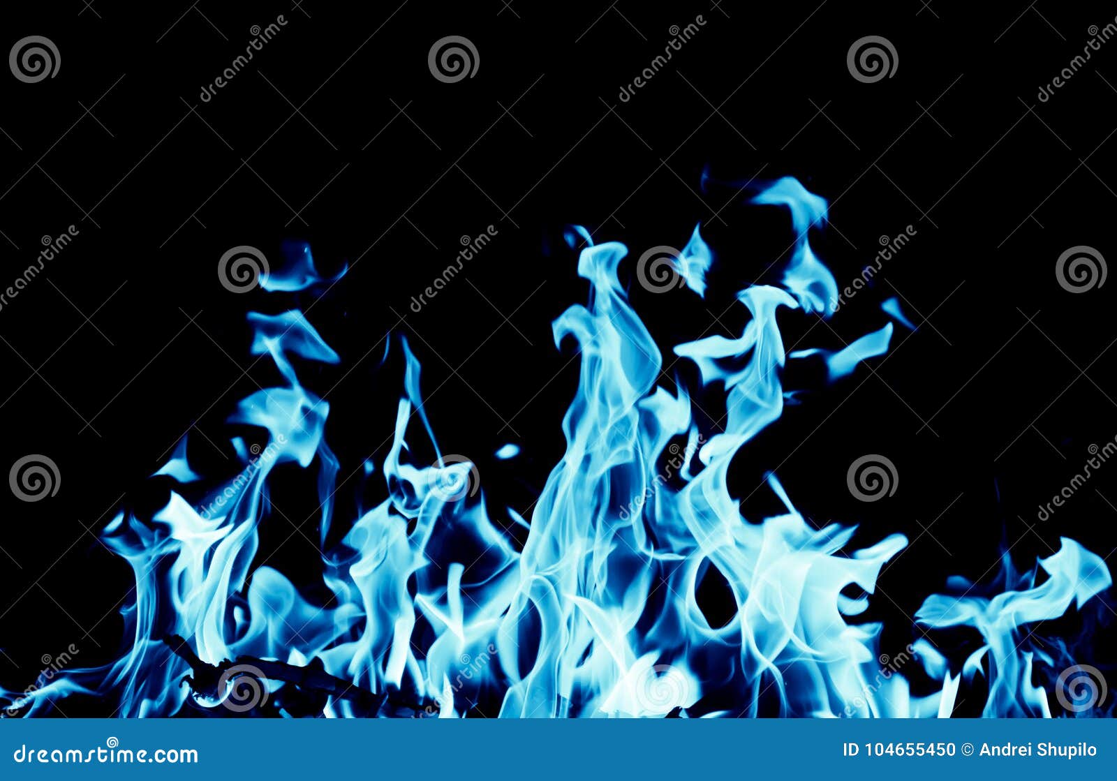 Abstract Background of Blue Flame Fire on Black Background Stock Photo ...