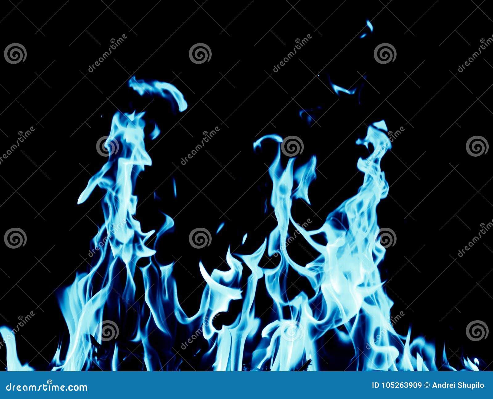 Abstract Background of Blue Flame Fire on Black Background Stock Image ...