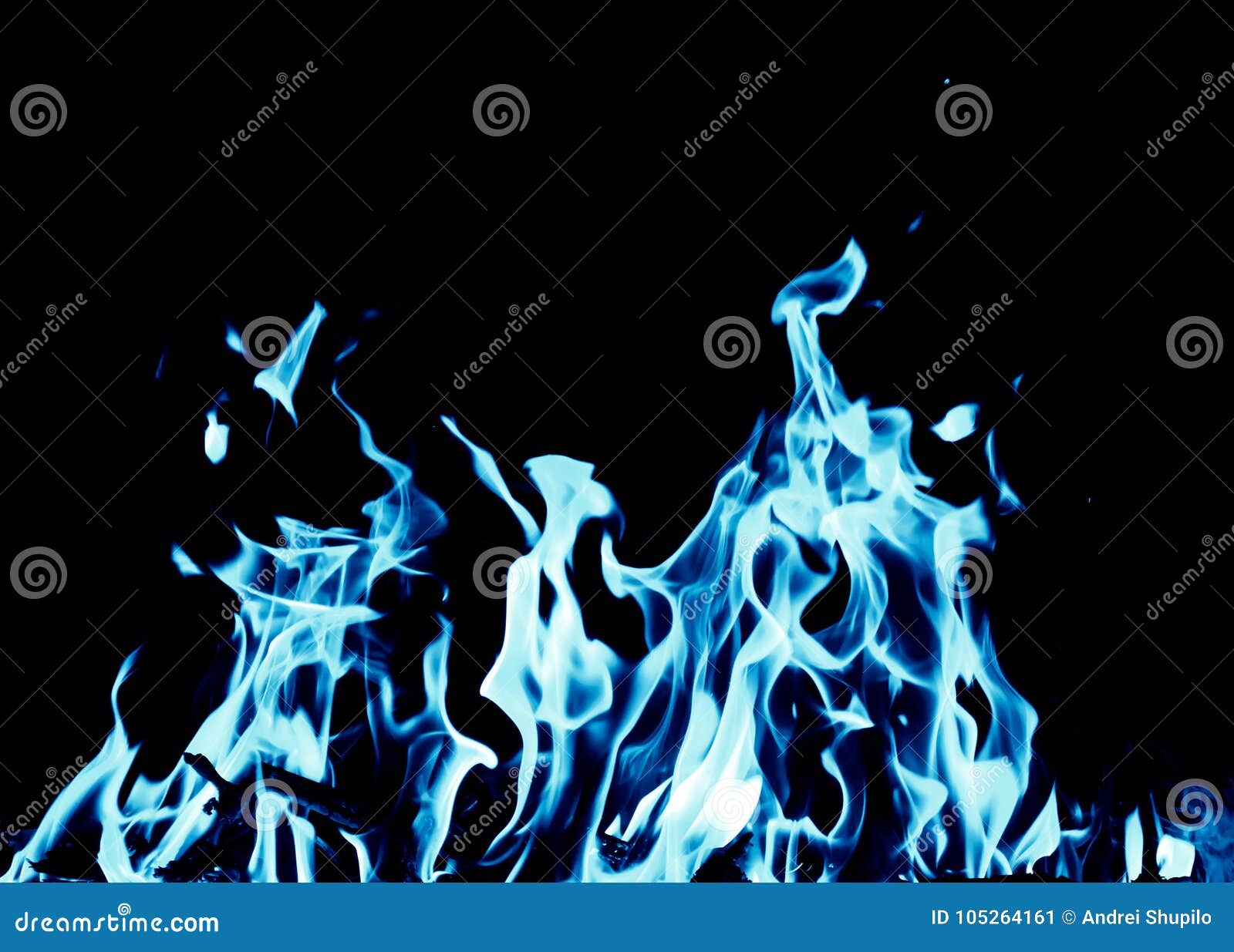 Abstract Background of Blue Flame Fire on Black Background Stock Image ...