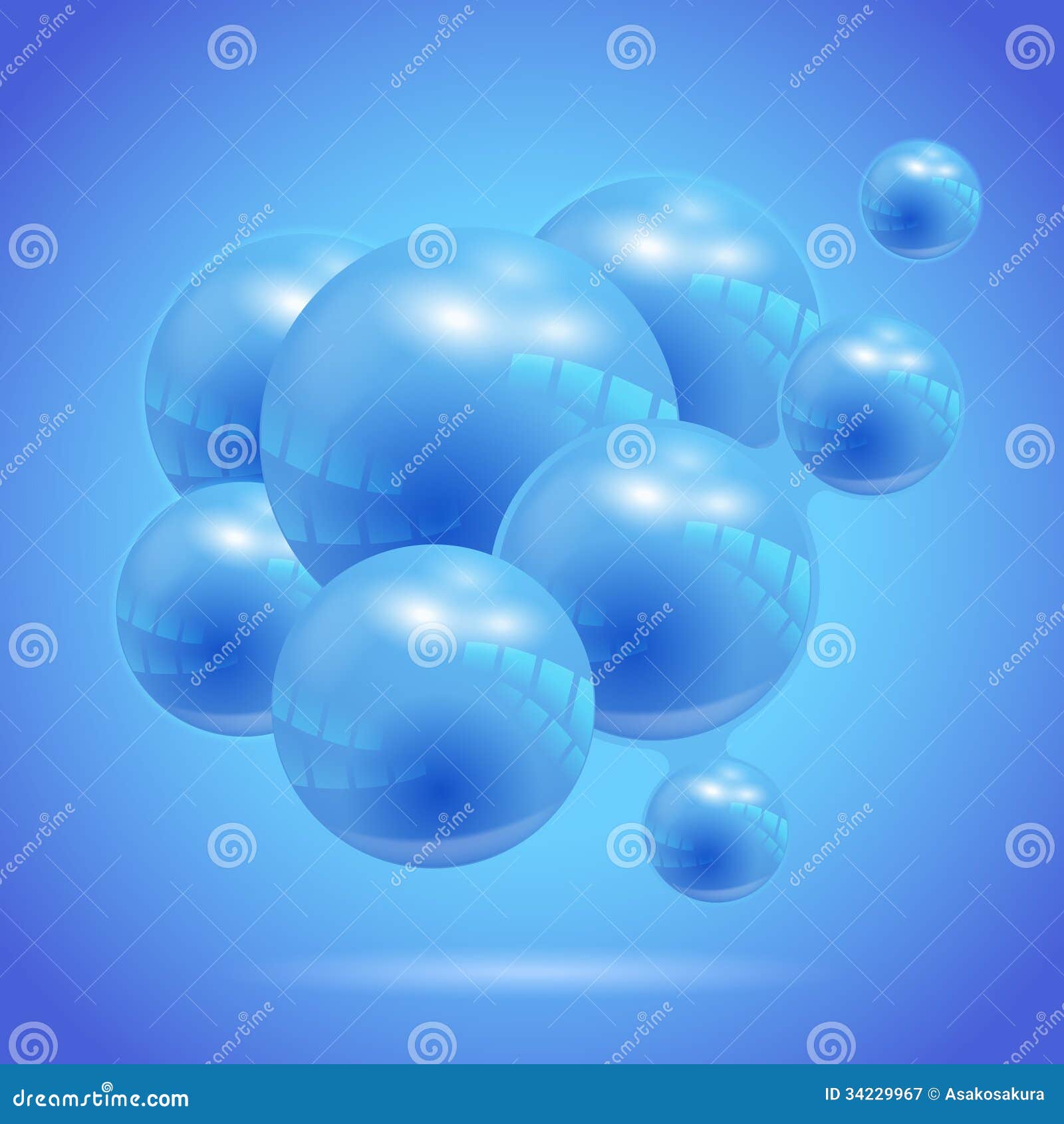 Abstract Background with Blue Glass Balls Stock Illustration ...
