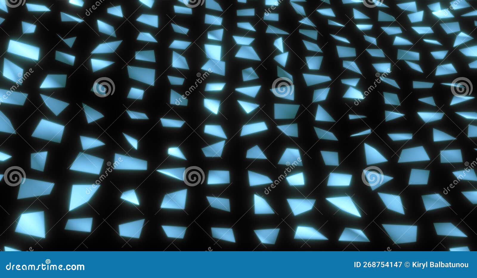 Abstract Background of Blue Glass Flying Triangles. Screensaver ...