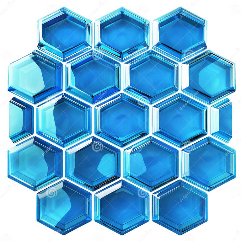 Blue Hexagonal Glass Structure Forming a Honeycomb Pattern Stock Image ...