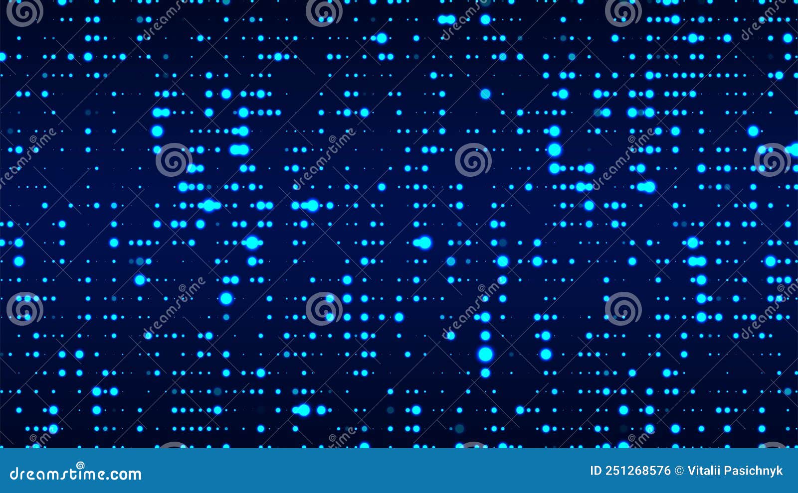 Abstract Background with Blue Glowing Dots. Grid of Blinking Dots. the ...