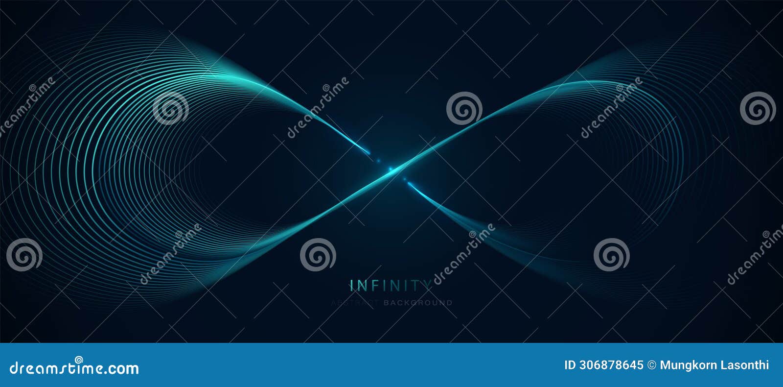 Abstract Background with Blue Glowing Lines in Infinity Pattern. Abstract Futuristic Technology ...