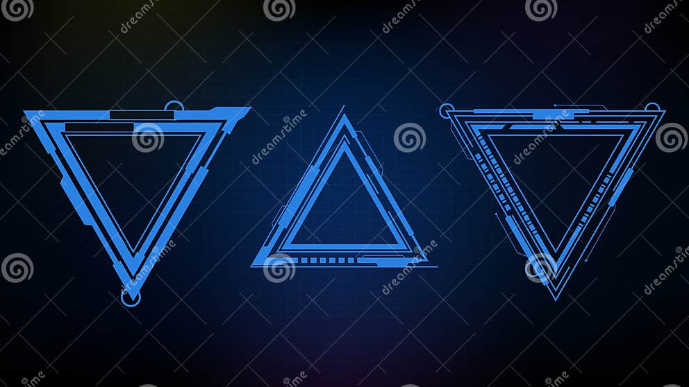 Background of Blue Glowing Triangle Technology Sci Fi Frame Hud Ui ...