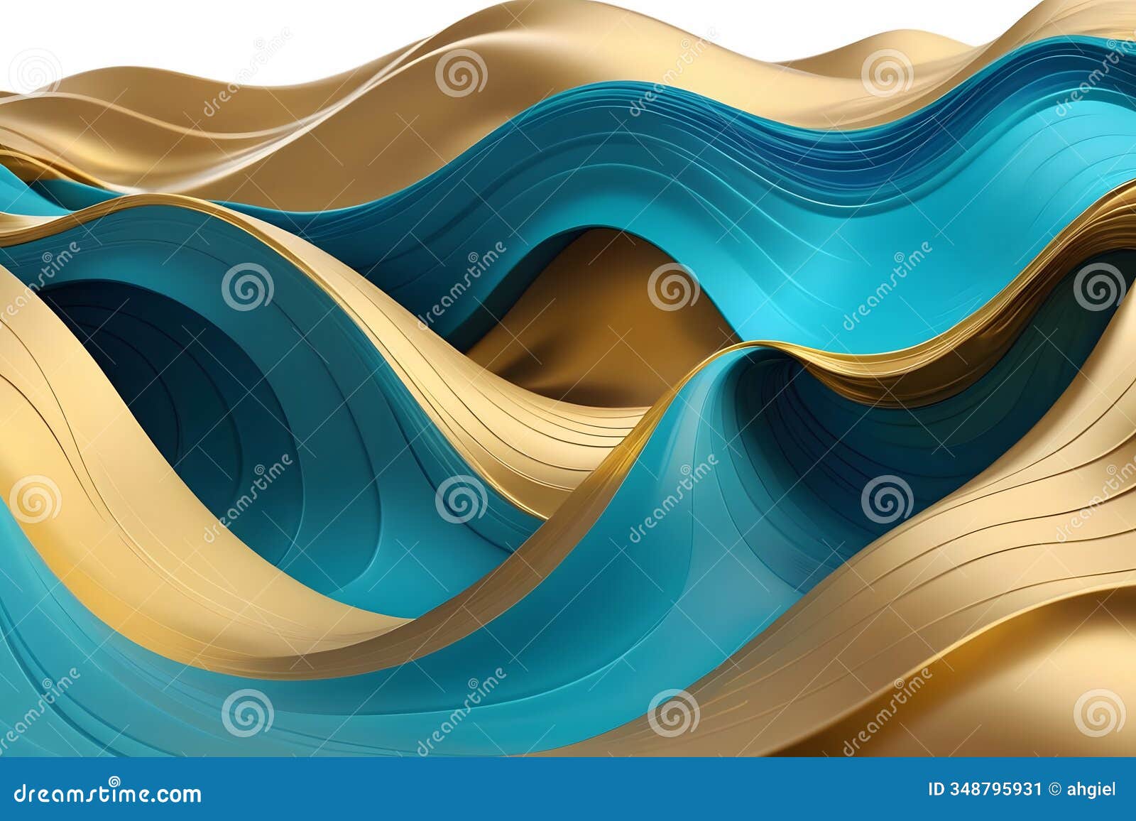 Abstract Background with Blue and Gold Waves Stock Illustration ...