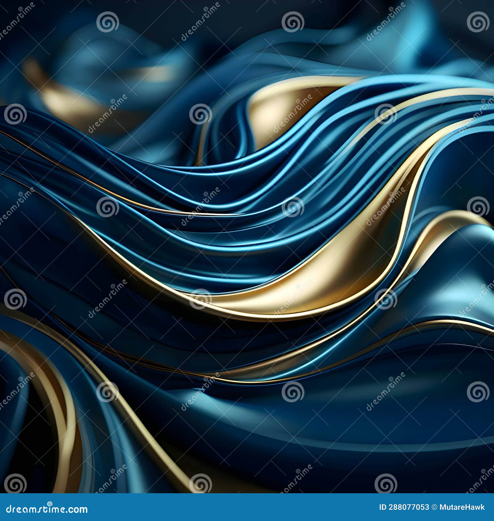 Abstract Background with Blue and Gold Waves Stock Illustration ...
