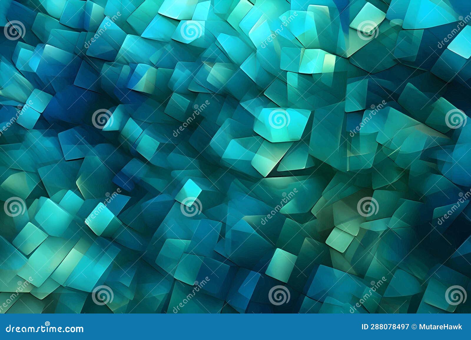 Abstract Background with Blue-green Geometric Cubes Stock Illustration ...