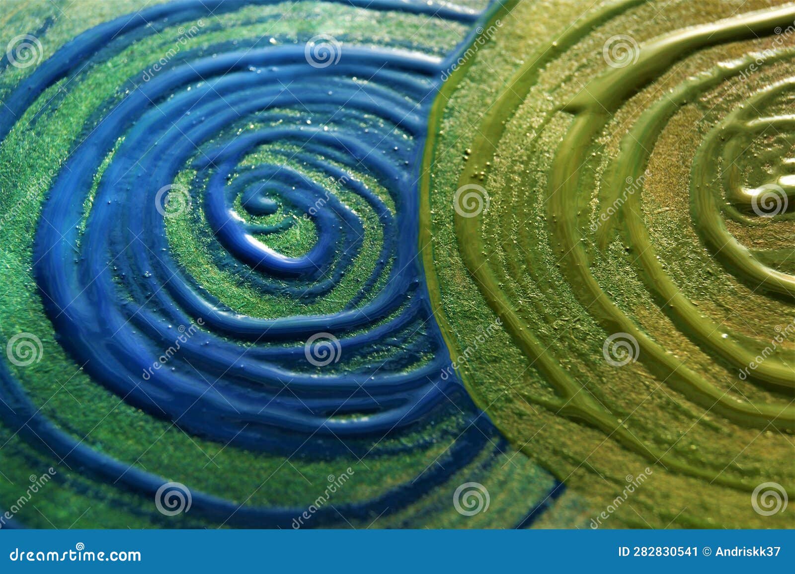 Abstract Background. Blue and Green Swirl Drawn with Acrylic Paint ...