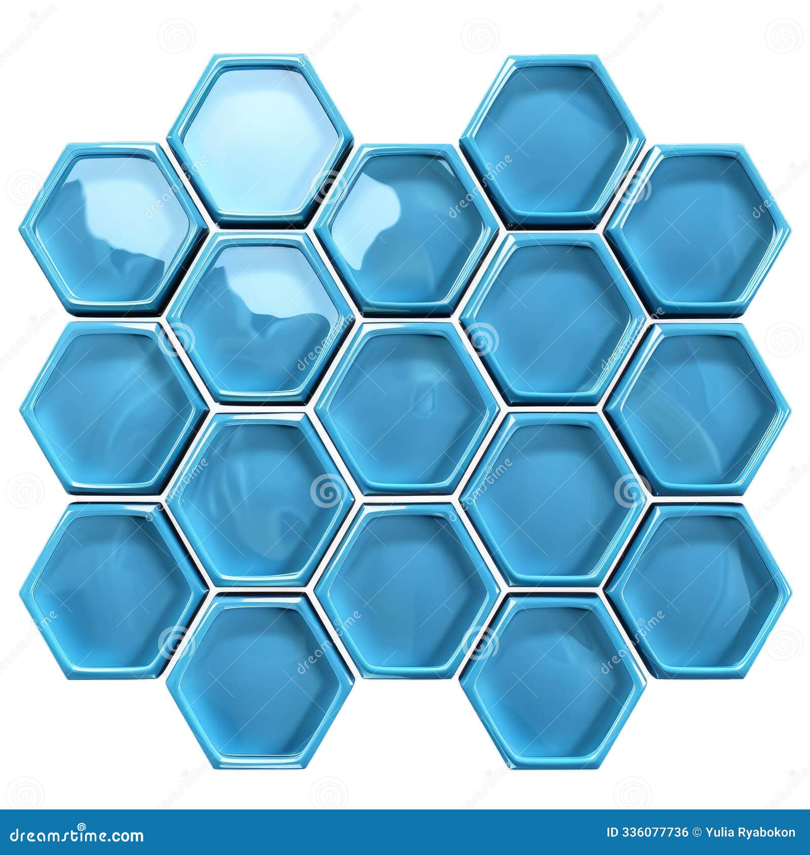 Blue Hexagons Forming Honeycomb Pattern on White Background Stock ...