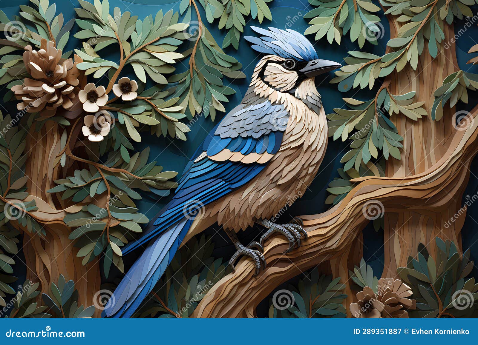 Abstract Background with a Blue Jay Stock Illustration - Illustration ...