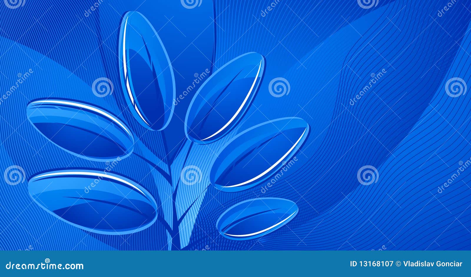 Abstract Background. Blue Leaves. Stock Vector - Illustration of line ...