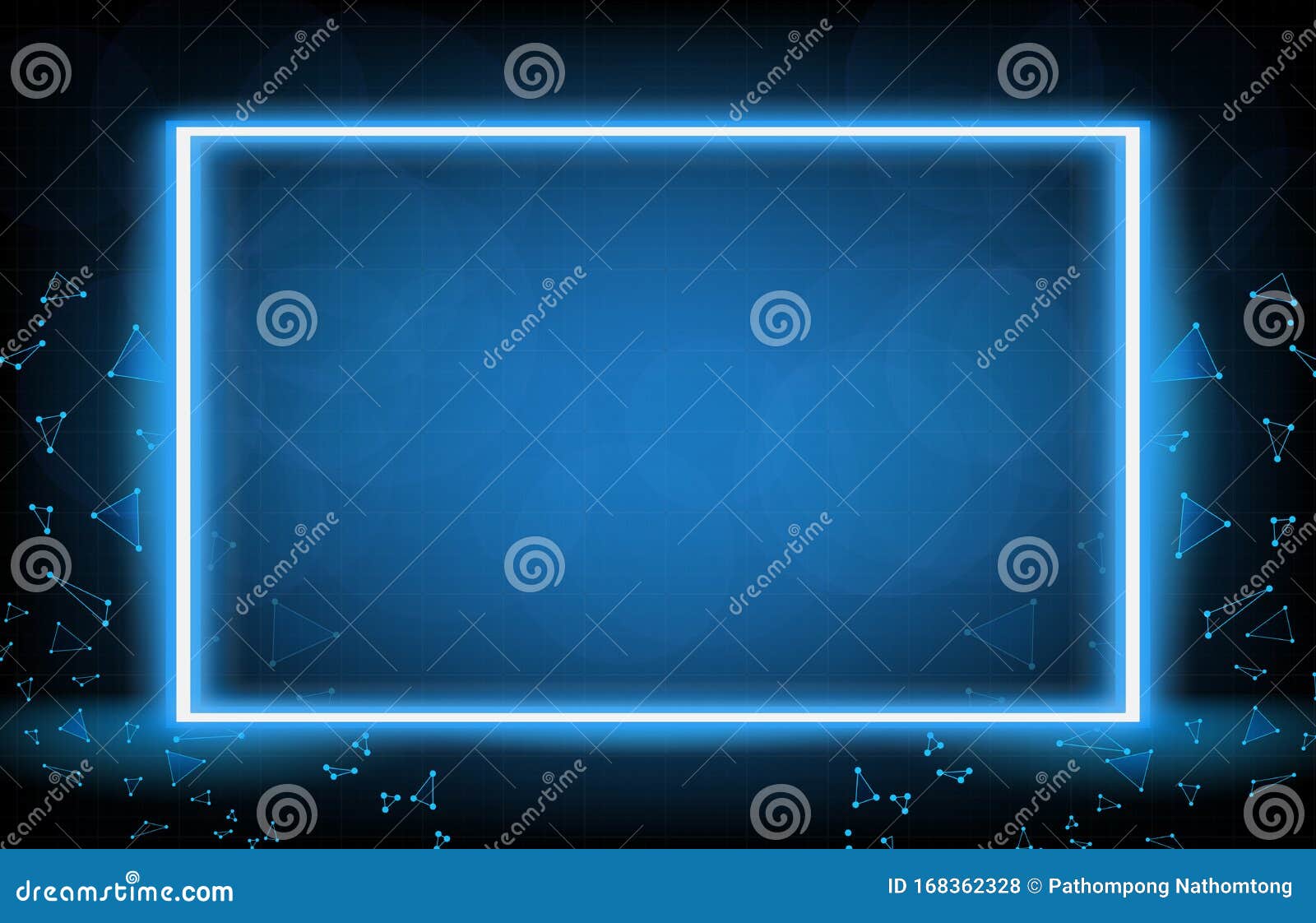 Background of Blue Neon Square Frame with Triangle Connection Line ...