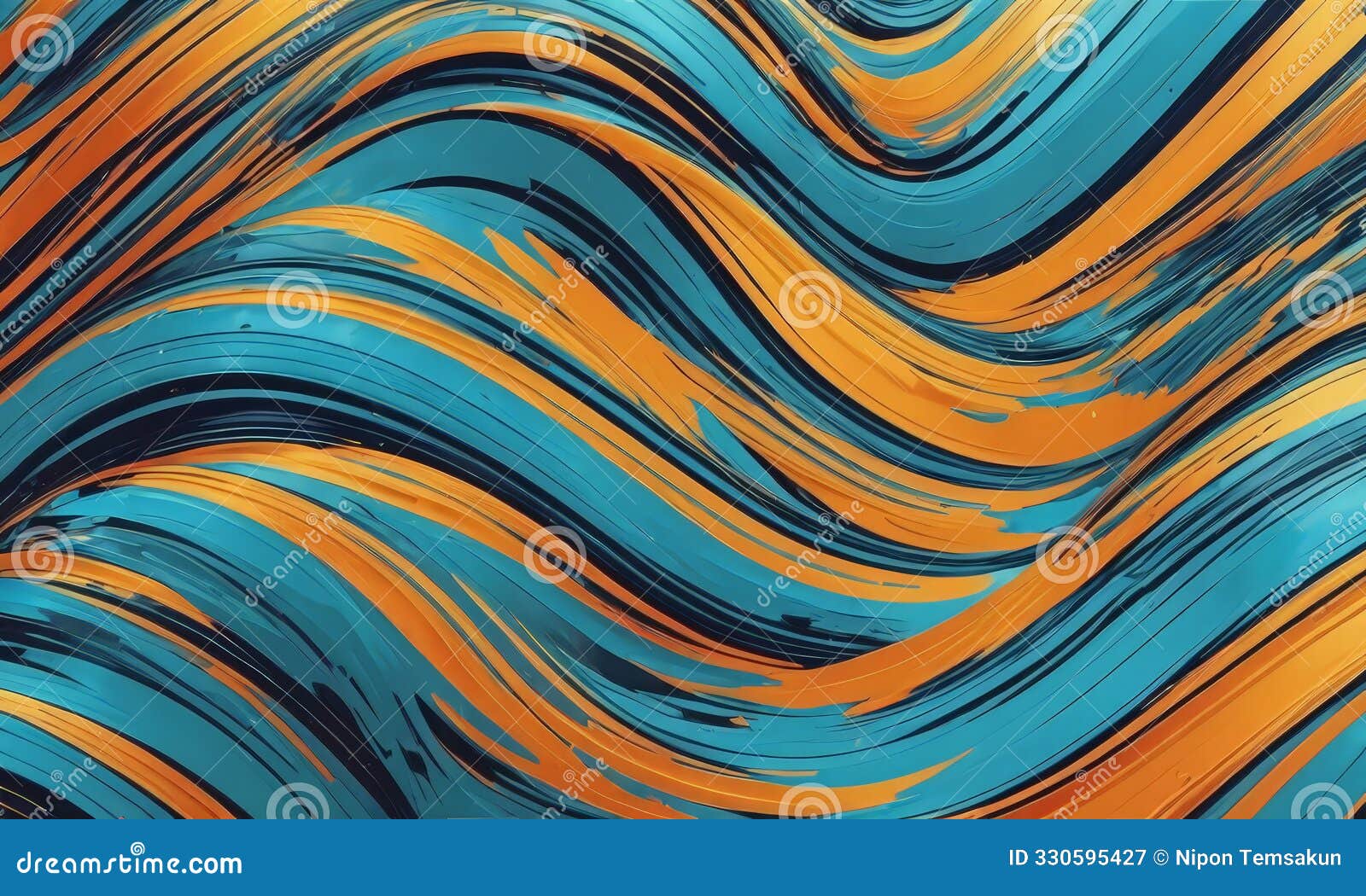 Abstract Background with Blue and Orange Waves Stock Image - Image of ...