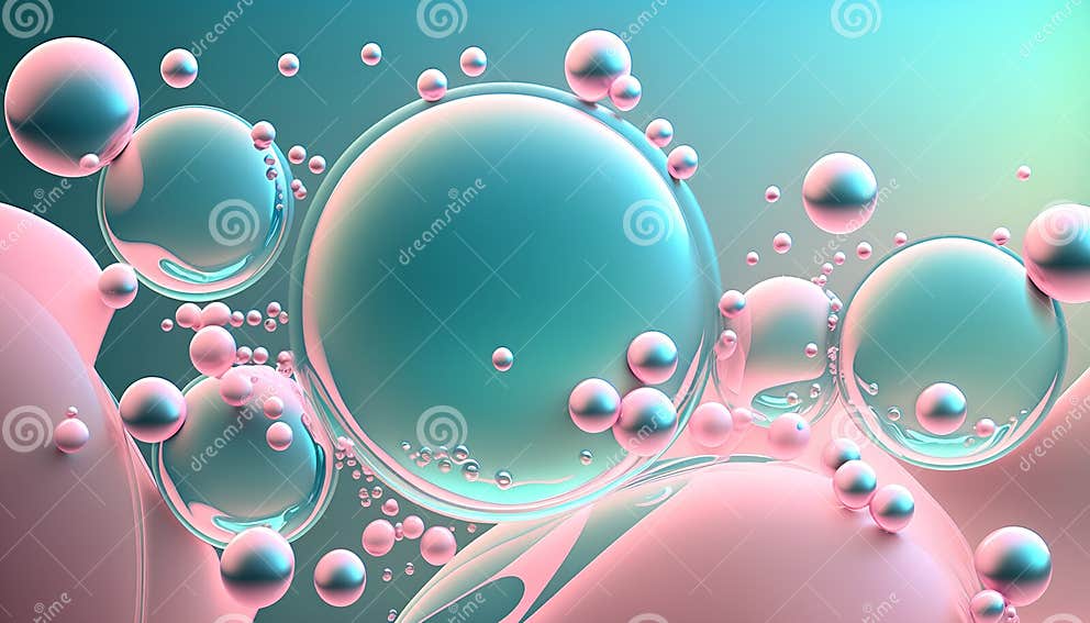 Abstract Background with Blue and Pink Bubbles. 3d Rendering, 3d ...
