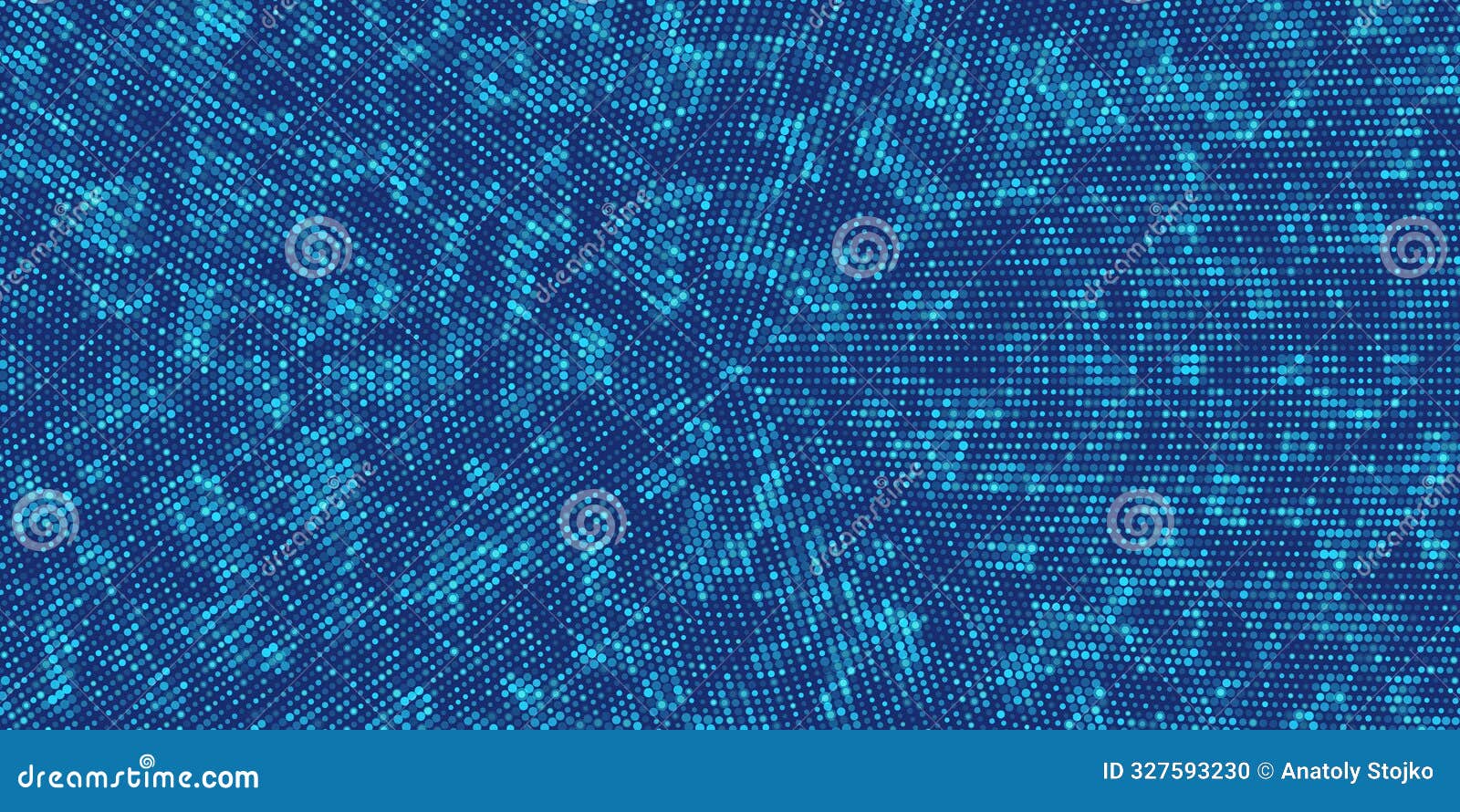 Abstract Background Blue Pixels and Circles. Dotted Mosaic Radial ...