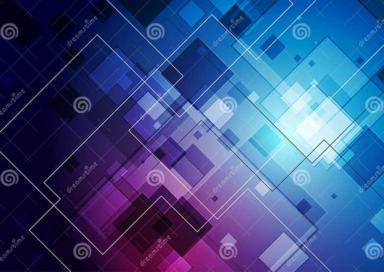 Abstract Background with Blue Purple Tech Geometry Design Stock Vector ...