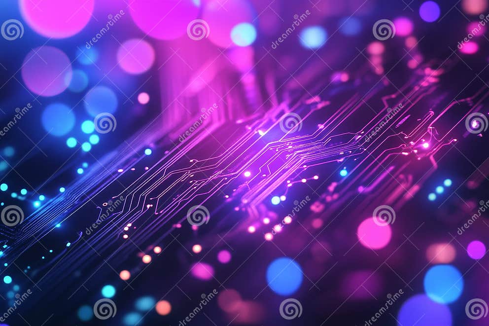 Abstract Background with Blue and Purple Technology Circuits Stock ...
